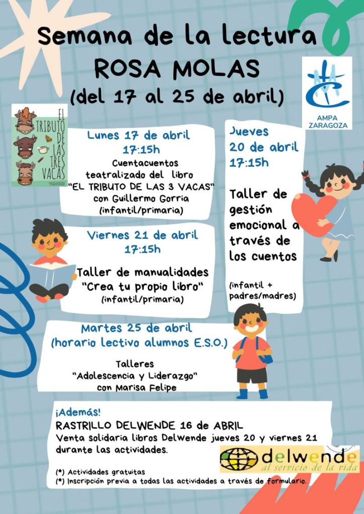 Semana de la lectura Rosa Molas. Del 17 al 25 de abril - APA Rosa Molas